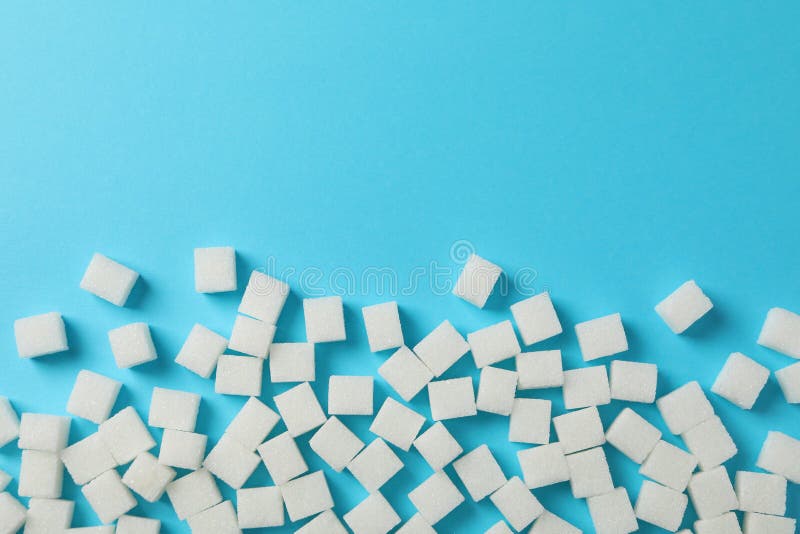 Sugar Cubes on Blue Background Stock Image - Image of pure, background ...