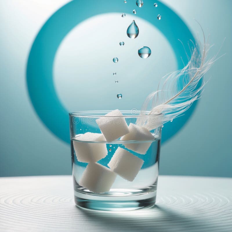 Dissolving Sugar Cubes with a Blue Circle for Diabetes Awareness Stock ...