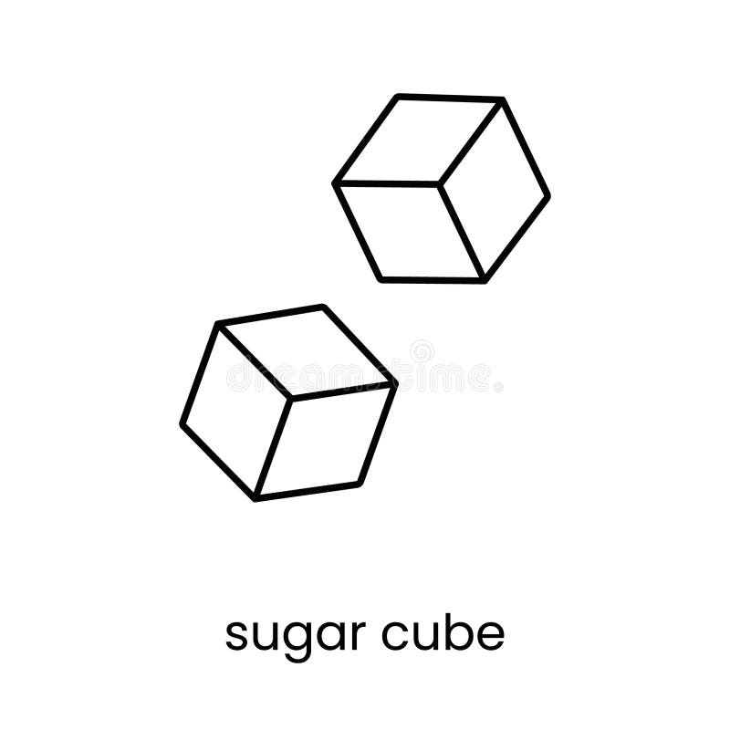 Sugar Cubes Line Icon Vector for Educational Materials about Diabetes ...