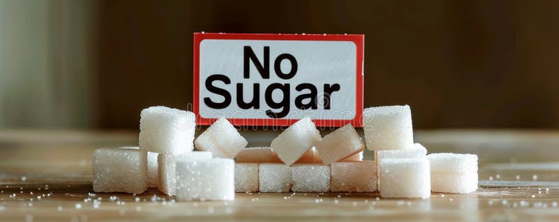 Sugar Cubes with a No Sugar Sign, Health and Diet Concept Stock Photo ...