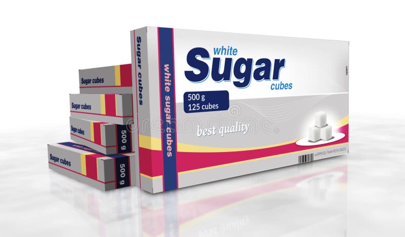 Sugar Cubes Pack Box Production 3d Illustration Stock Illustration ...