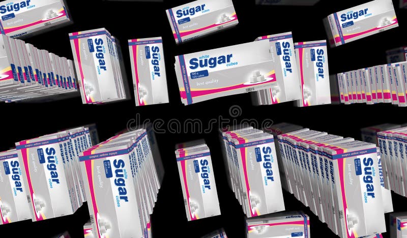 Sugar Cubes Pack Box Production 3d Illustration Stock Illustration ...