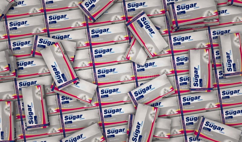 Sugar Cubes Pack Box Production 3d Illustration Stock Illustration ...