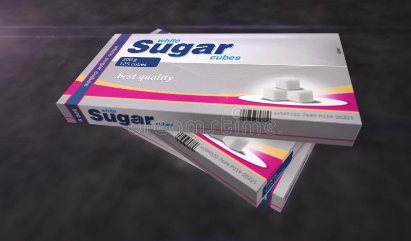 Sugar Cubes Pack Box Production 3d Illustration Stock Illustration ...