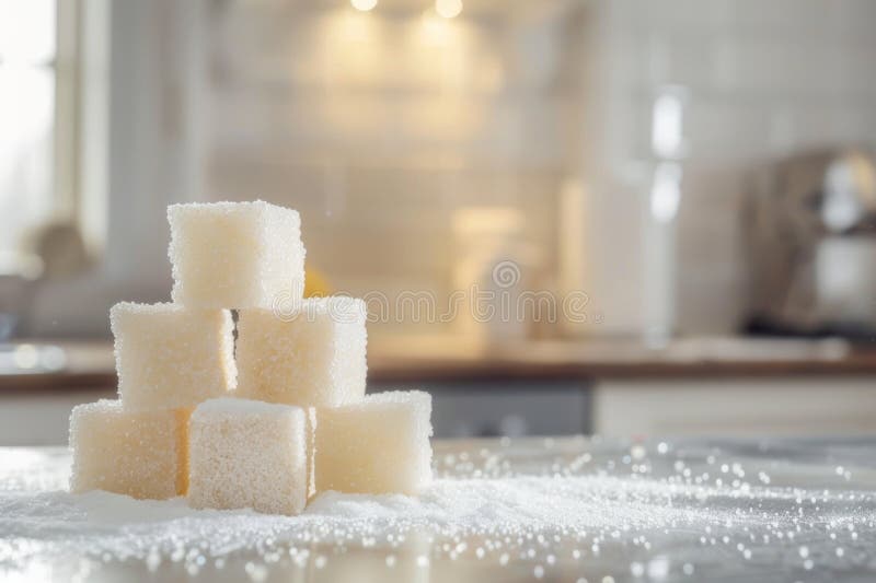 Sugar Cubes Stacked in a Pyramid on Kitchen Table Stock Photo - Image ...