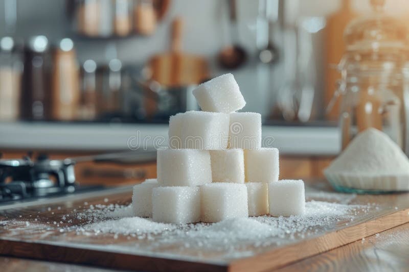 Sugar Cubes Stacked in a Pyramid on Kitchen Table Stock Photo - Image ...