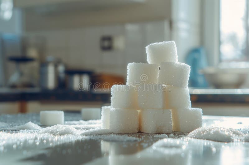 Sugar Cubes Stacked in a Pyramid on Kitchen Table Stock Photo - Image ...