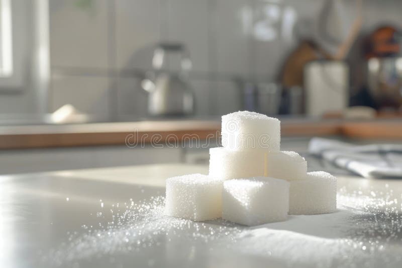 Sugar Cubes Stacked in a Pyramid on Kitchen Table Stock Photo - Image ...