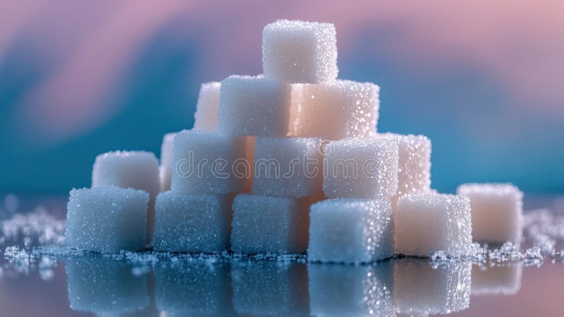 Sugar Cubes Stacked on Reflective Surface Forming Pyramid Shape Stock ...