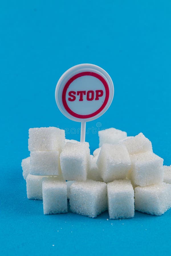 Sugar Cubes Stacked with a Stop Sign Indicating Limits on Consumption ...