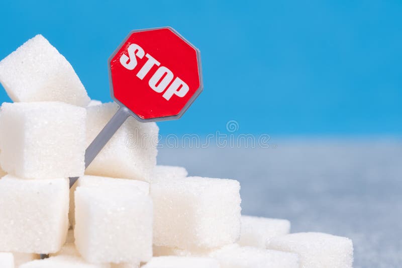 Sugar Cubes and Stop Sign, Conceptual Image of Sugar Addiction Stock ...