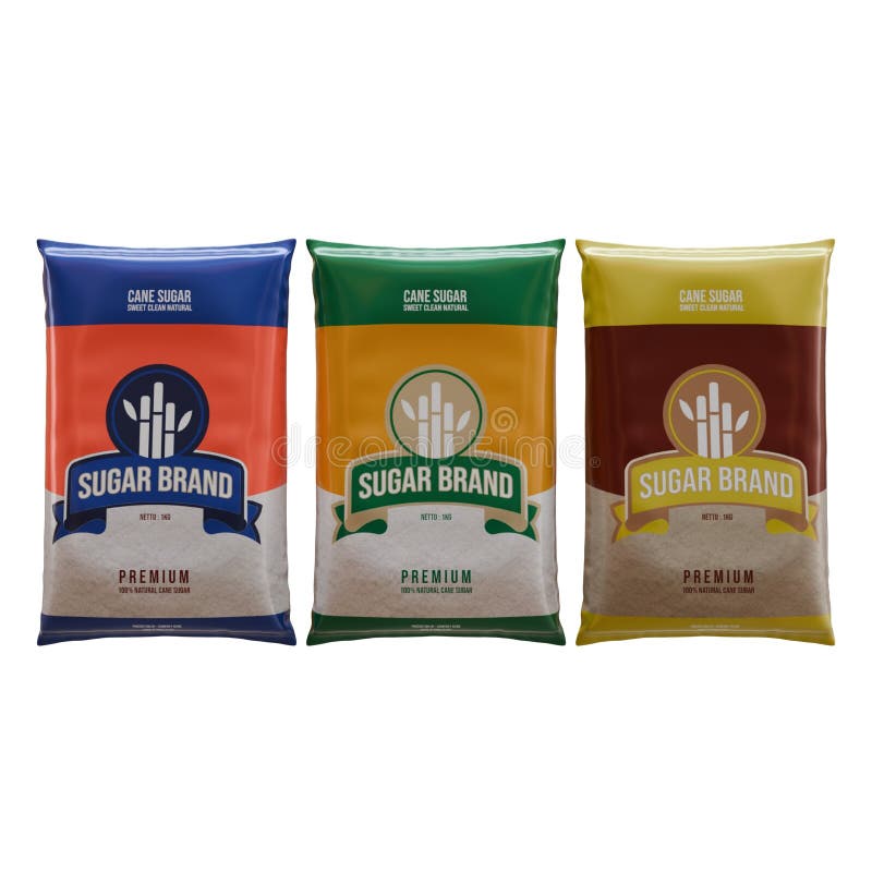 Sugar 3D Design Element Front View in 3 Variant Stock Illustration ...