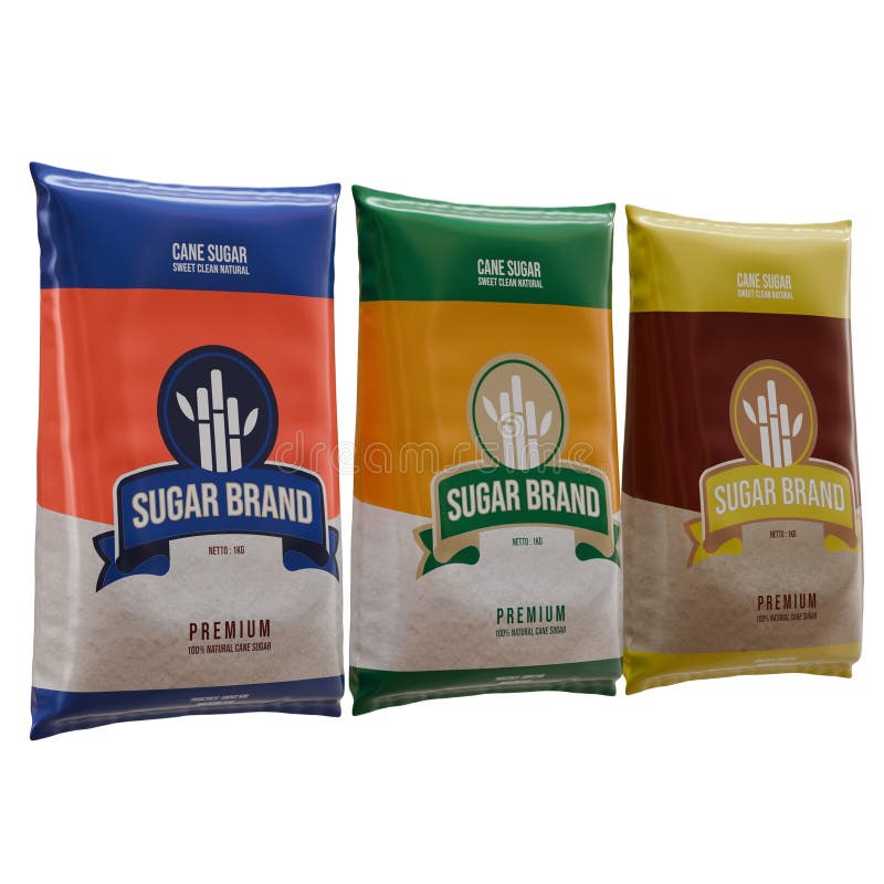 Sugar 3D Design Element Side View in 3 Variant Stock Illustration ...