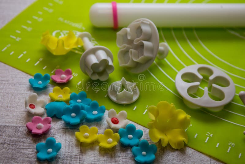 Sugar Flower and Tools for Sugar Decoration.Sugar Decoration Background ...