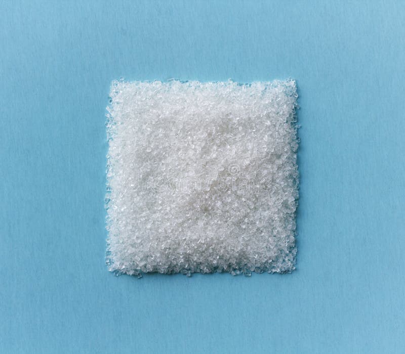 Sugar in the Form of a Square on Bright Blue Background Stock Image ...