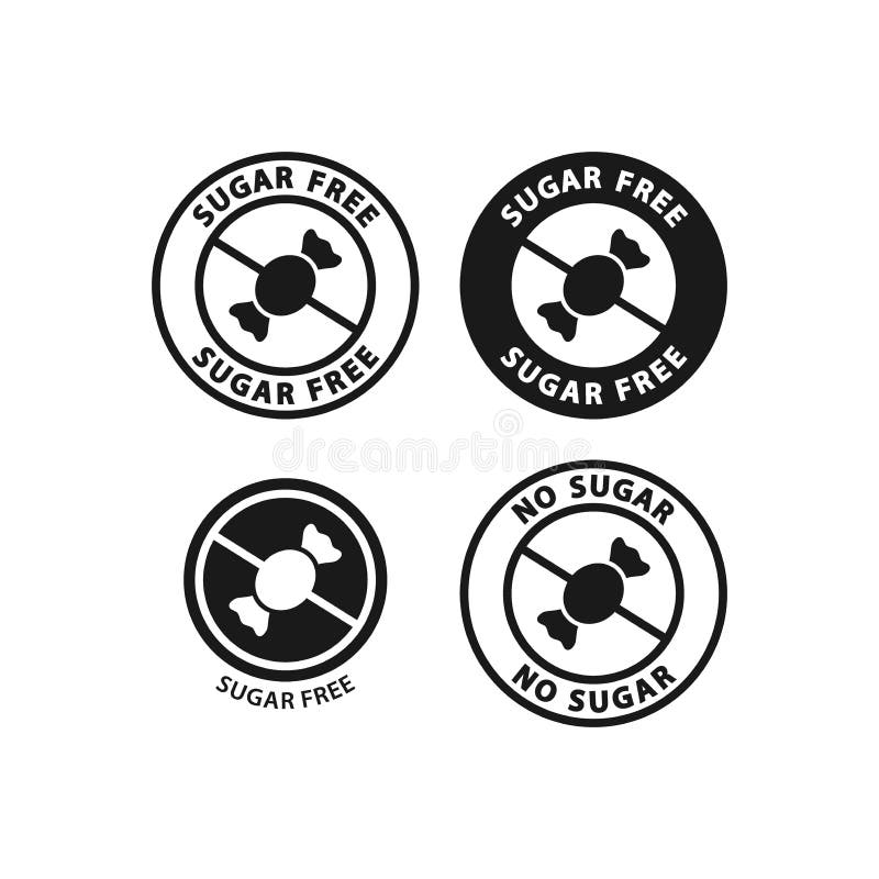 Sugar Free Symbol Vector Sticker. No Sugar Ingredient Black Stamp Label ...