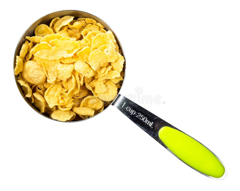 Sugar-free Corn Flakes in Measuring Cup Cutout Stock Photo - Image of ...