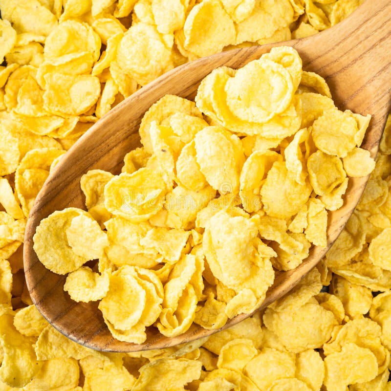 Sugar-free Corn Flakes in Wooden Spoon Closeup Stock Image - Image of ...