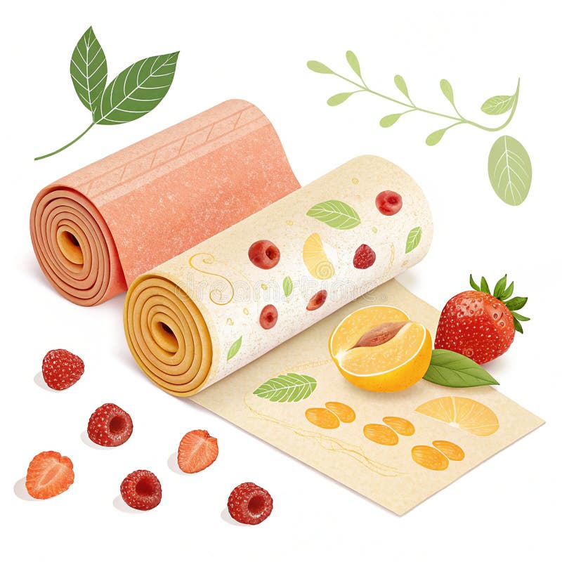 Sugar Free Fruit Leather Roll Packaging with Soft Natural Colors Stock ...