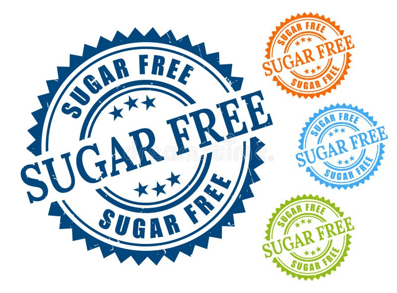 Sugar Free Label Pack, Grunge Rubber Clean Eating Vector Stamp Set ...