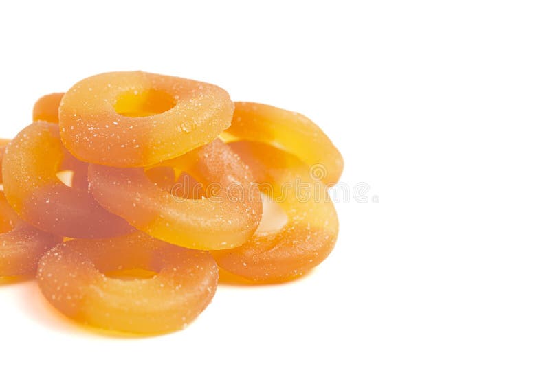 Sugar Free Peach Ring Candies Isolated on a White Background Foto de ...