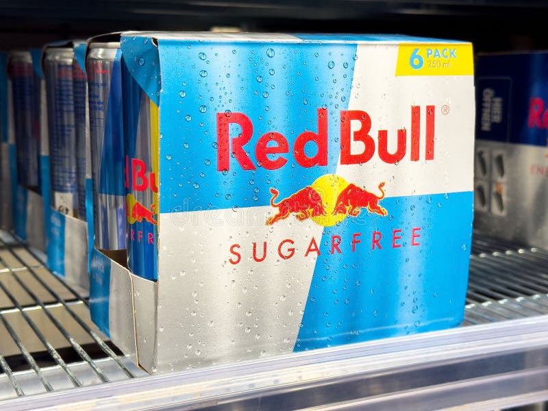 Sugar-free Red Bull 6-pack Cans in Refrigerator Editorial Photography ...