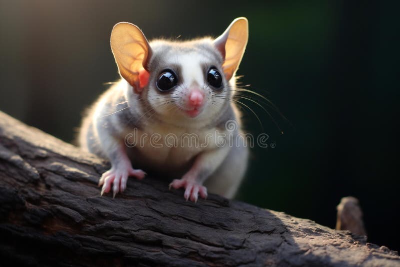 Sugar Glider or Petaurus Breviceps on the Tree Stock Illustration ...