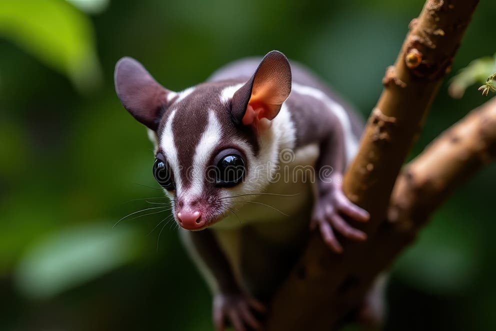 Sugar Glider Tree Branch Sitting Stock Illustration - Illustration of ...