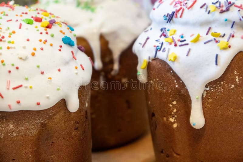 Sugar Icing on Easter Holidays Sweet Paska Bread Stock Image - Image of ...