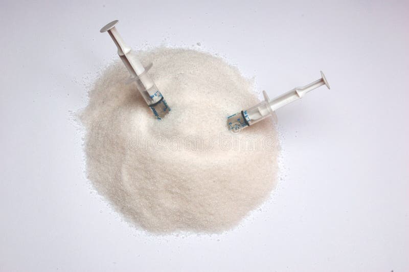 Sugar and Injections Pens for Diabetes. Stock Photo - Image of sweet ...