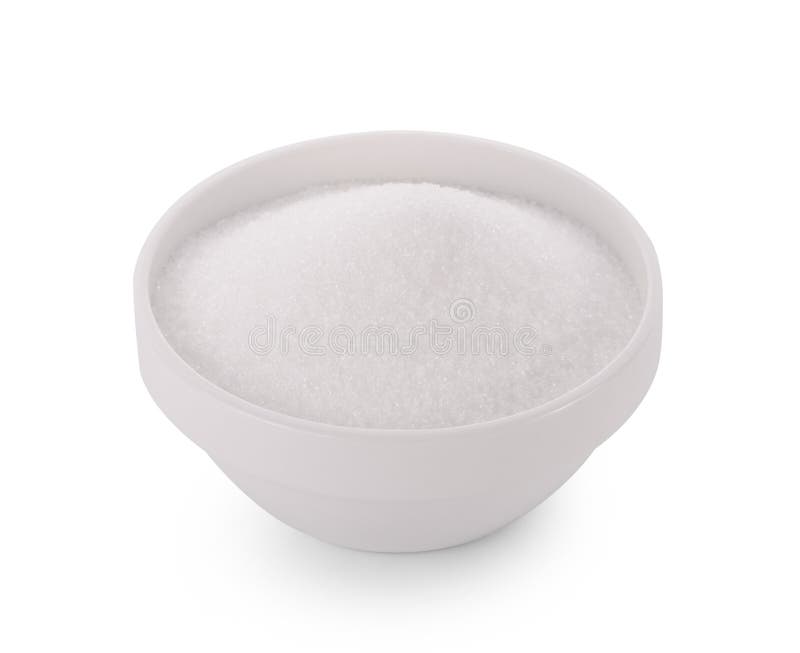 Sugar in White Bowl Isolated on White Background Stock Photo - Image of ...