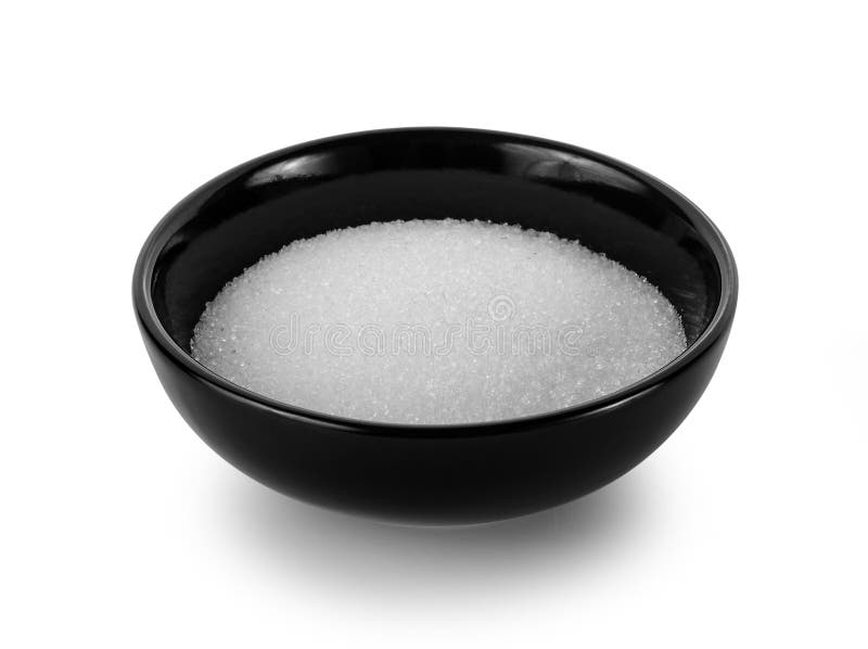 Sugar in White Bowl Isolated on White Background Stock Photo - Image of ...