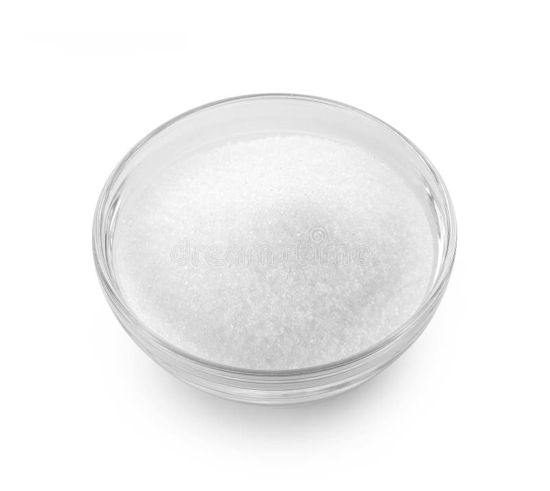 Sugar in White Bowl Isolated on White Background Stock Photo - Image of ...