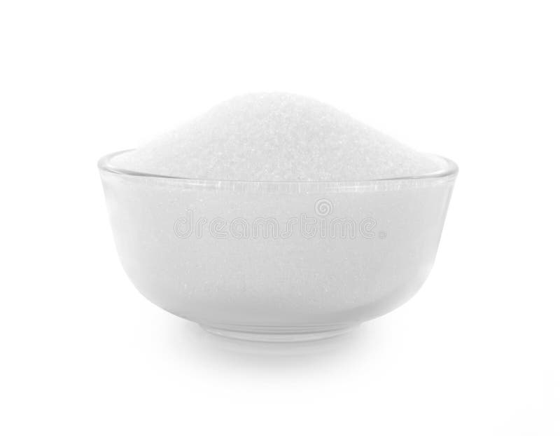 Sugar in White Bowl Isolated on White Background Stock Photo - Image of ...