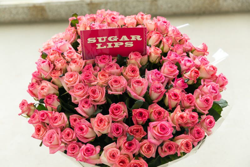 Sugar Lips Pink Rose Bouquet Stock Photo - Image of spring, label: 69894148