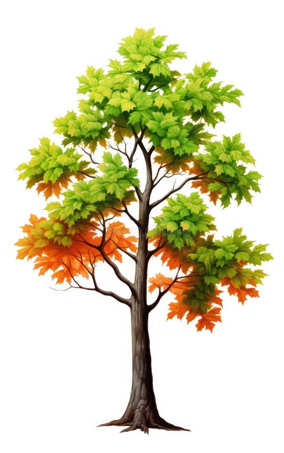 Sugar Maple Tree Japanese in the Fall Isolated on White Background ...