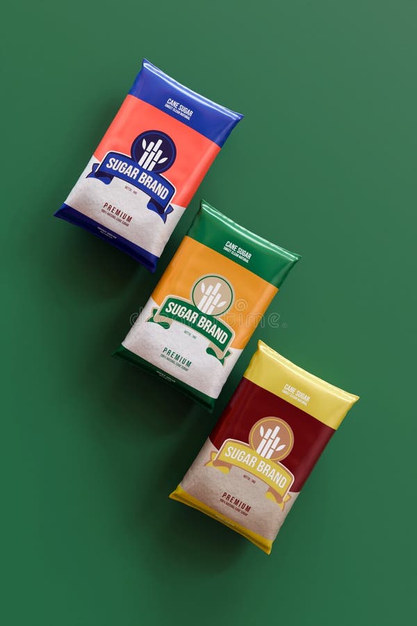 Sugar Packaging 3D Render Illustration Background Stock Illustration ...