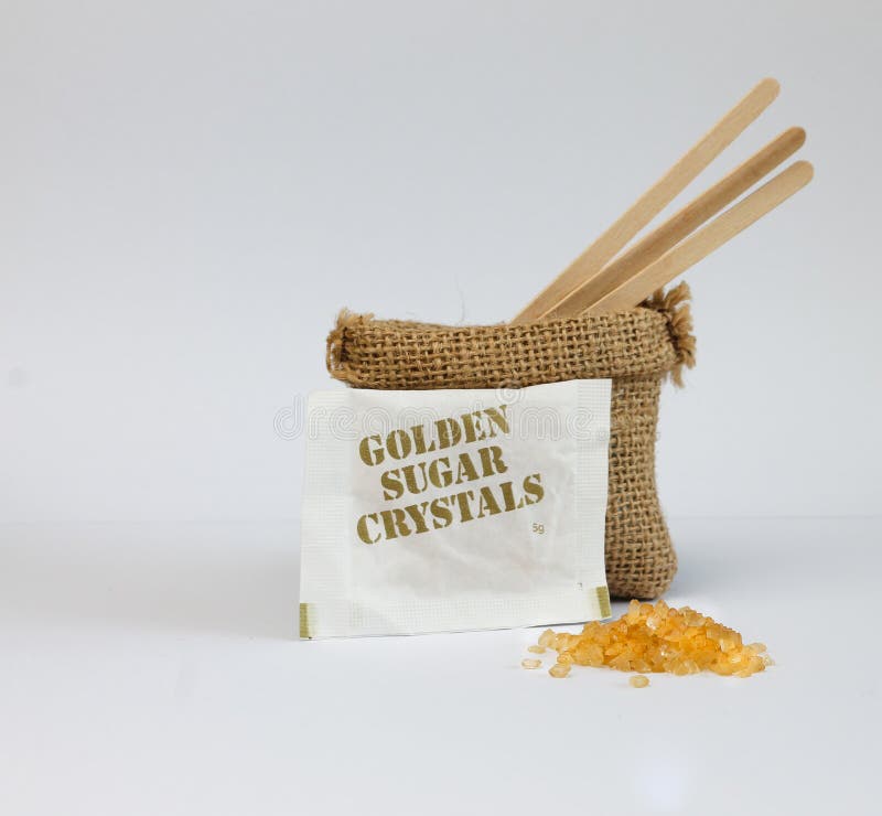 Sugar Packet and Burlap Sack and Coffee Stick. Stock Photo - Image of ...