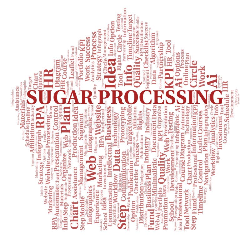 Sugar Processing Typography Word Cloud Create with the Text only. Stock ...