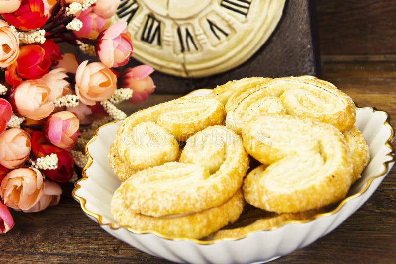 Sugar Puff Cookies on Plate Stock Photo - Image of cookie, flour: 74932532