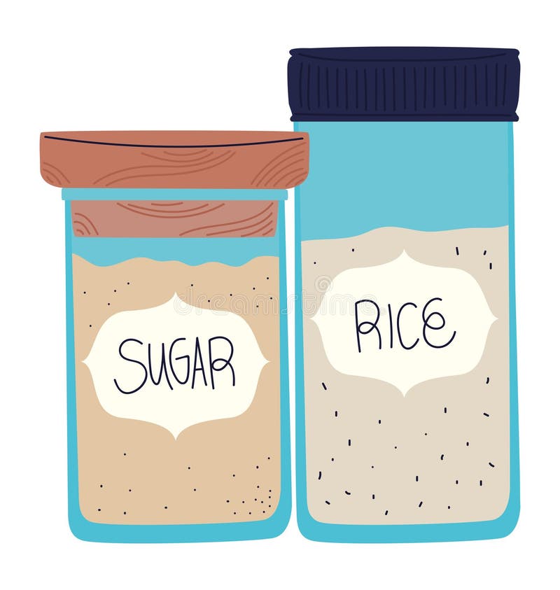 Sugar and rice jars stock vector. Illustration of lifestyle - 270807593