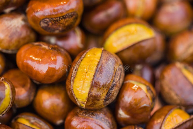 Sugar roasted chestnuts stock photo. Image of closeup - 26732212