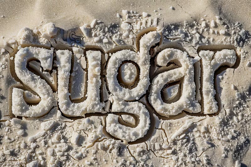 Sugar Sand Art. Sugar is a White Word Written on a Pile of White Sugar ...
