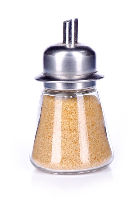 Sugar Shaker with Brown Sugar on White Background Stock Image - Image ...