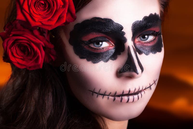 Sugar skull makeup stock photo. Image of artistic, mexico - 92560706