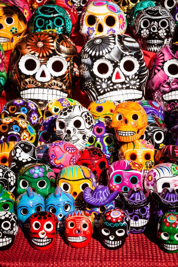 Aztec Skulls Mexican Day Of The Dead Colorful Stock Photo - Image of ...