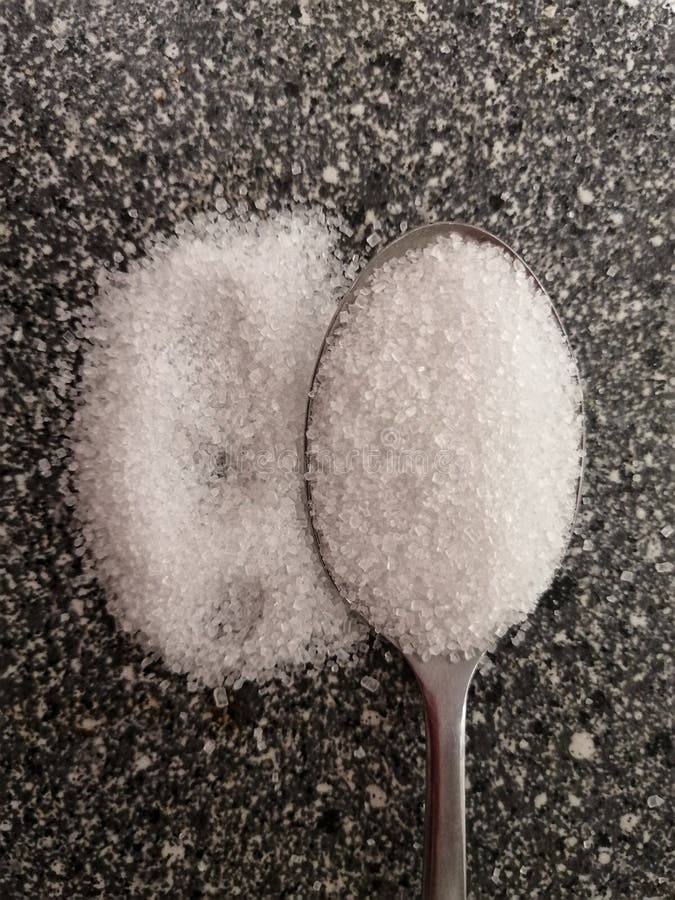Sugar Spoon. Attention! Too Much Sugar Stock Photo - Image of white ...