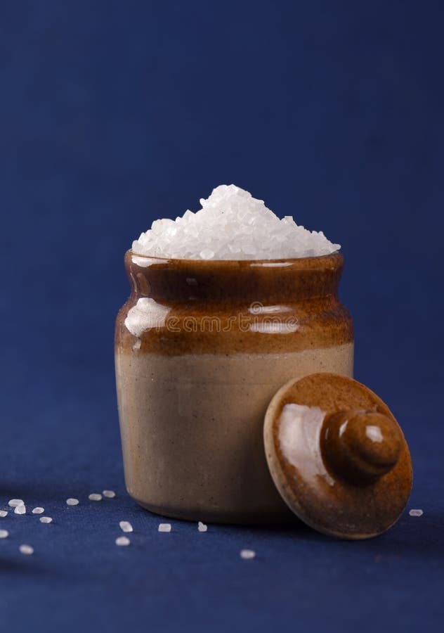 Sugar. White Granulated Sugar and Refined Sugar on a Blue Background ...