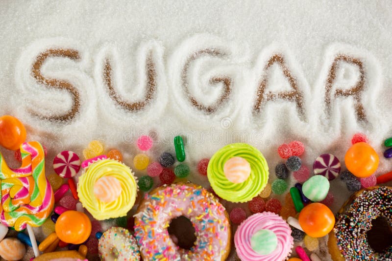 Sugar Written on Sugar Powder Stock Photo - Image of dessert, sprinkles ...