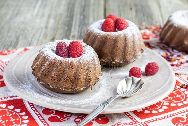 Sugared Raspberry Chocolate Mini Cakes Stock Image - Image of home ...